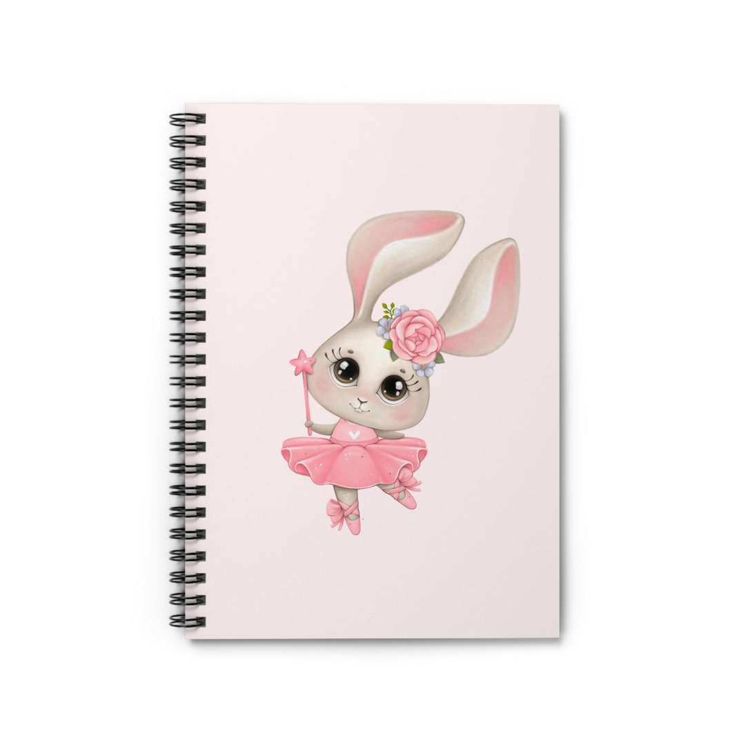 Bunny Ballerina Pink Spiral Notebook Blank Journal Lined - Etsy
