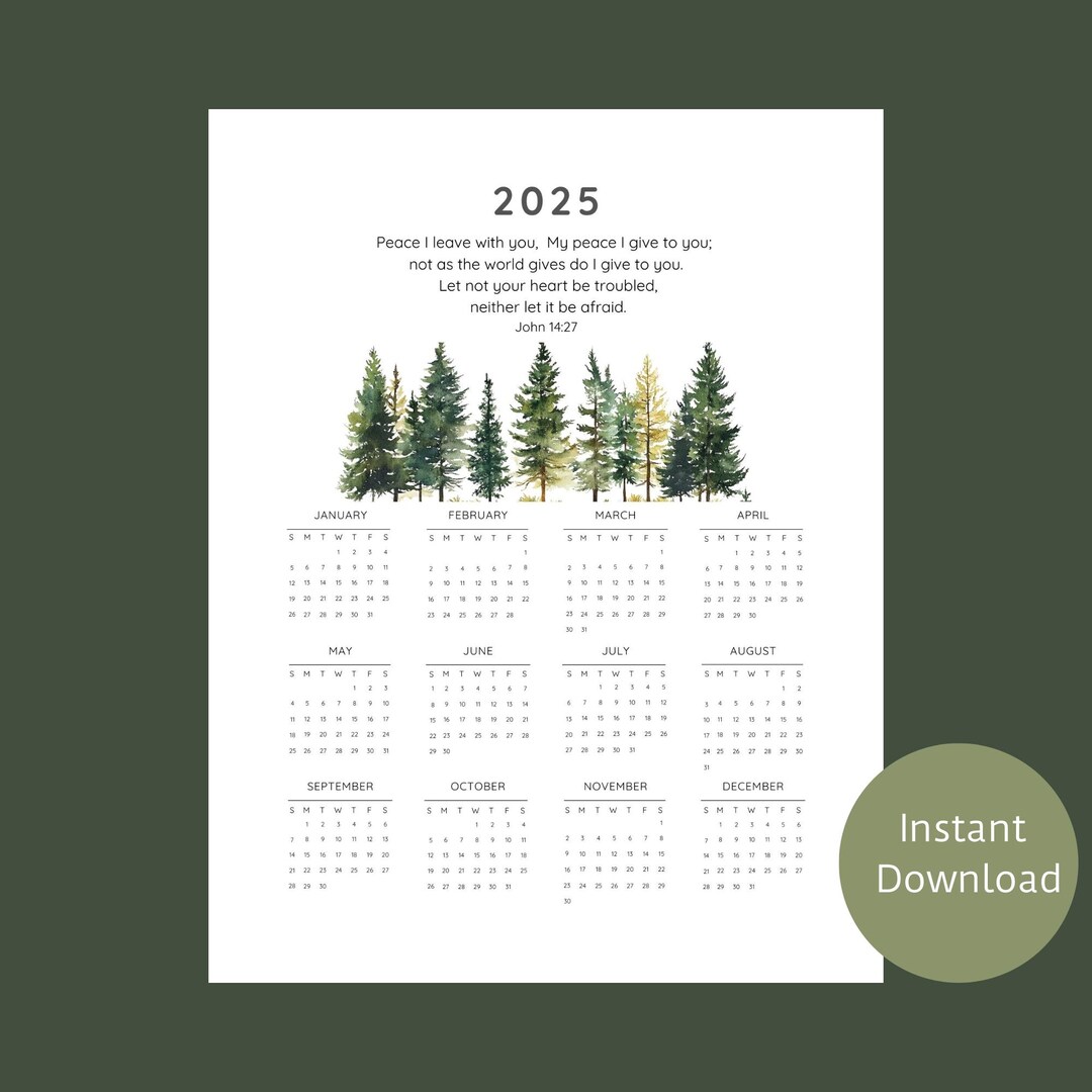 Bible Verse 2025 Printable Calendar, PNG 2025 Printable Calendar, 2025 ...