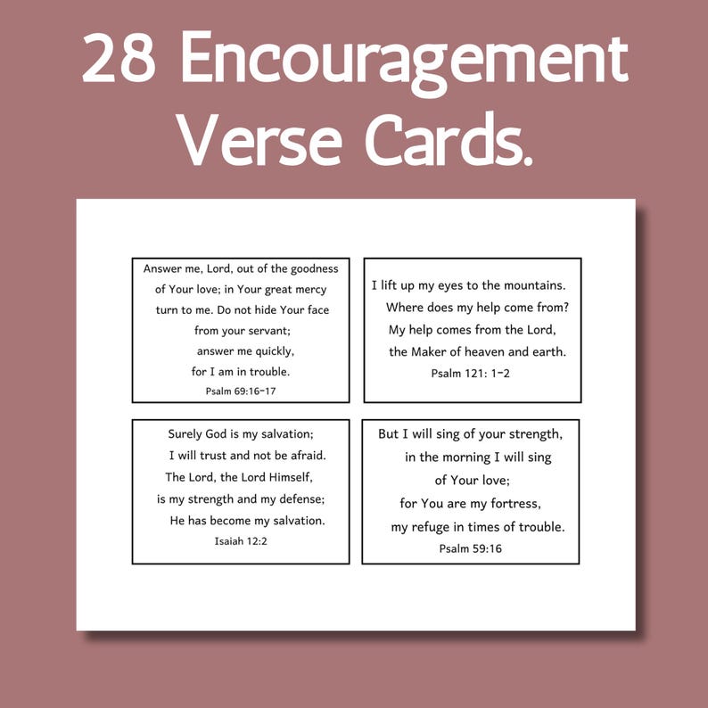 28 Printable Bible Verse Encouragement Cards, Scripture Cards, Bible ...