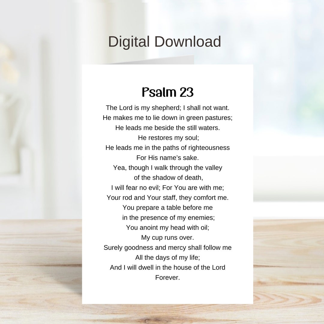Psalm 23 Card, Printable Card, Religious Card, Christian Card, Feel ...