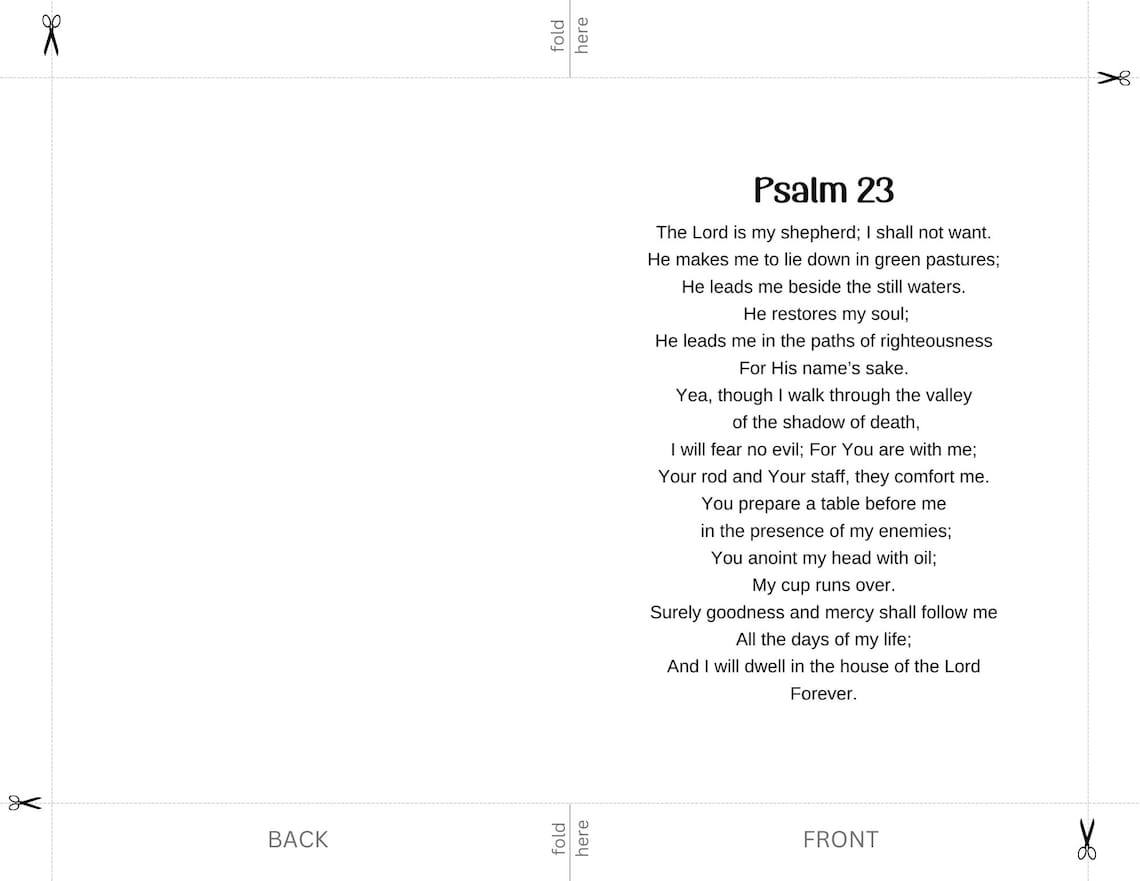 Psalm 23 Card, Printable Card, Religious Card, Christian Card, Feel ...