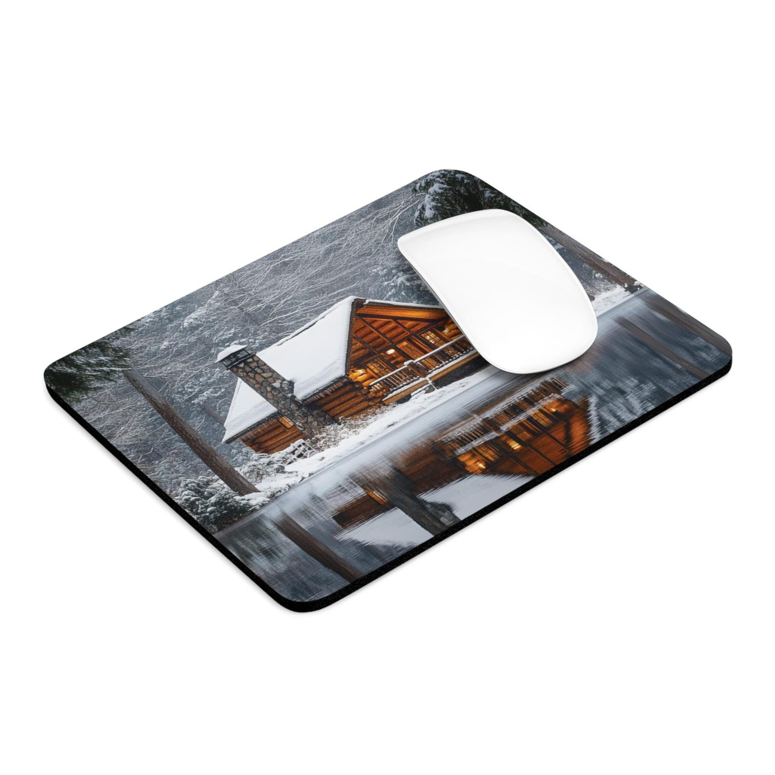 Winter Cabin Mouse Pad, Christmas Mouse Pad, Winter Mouse Pad, Cabin ...
