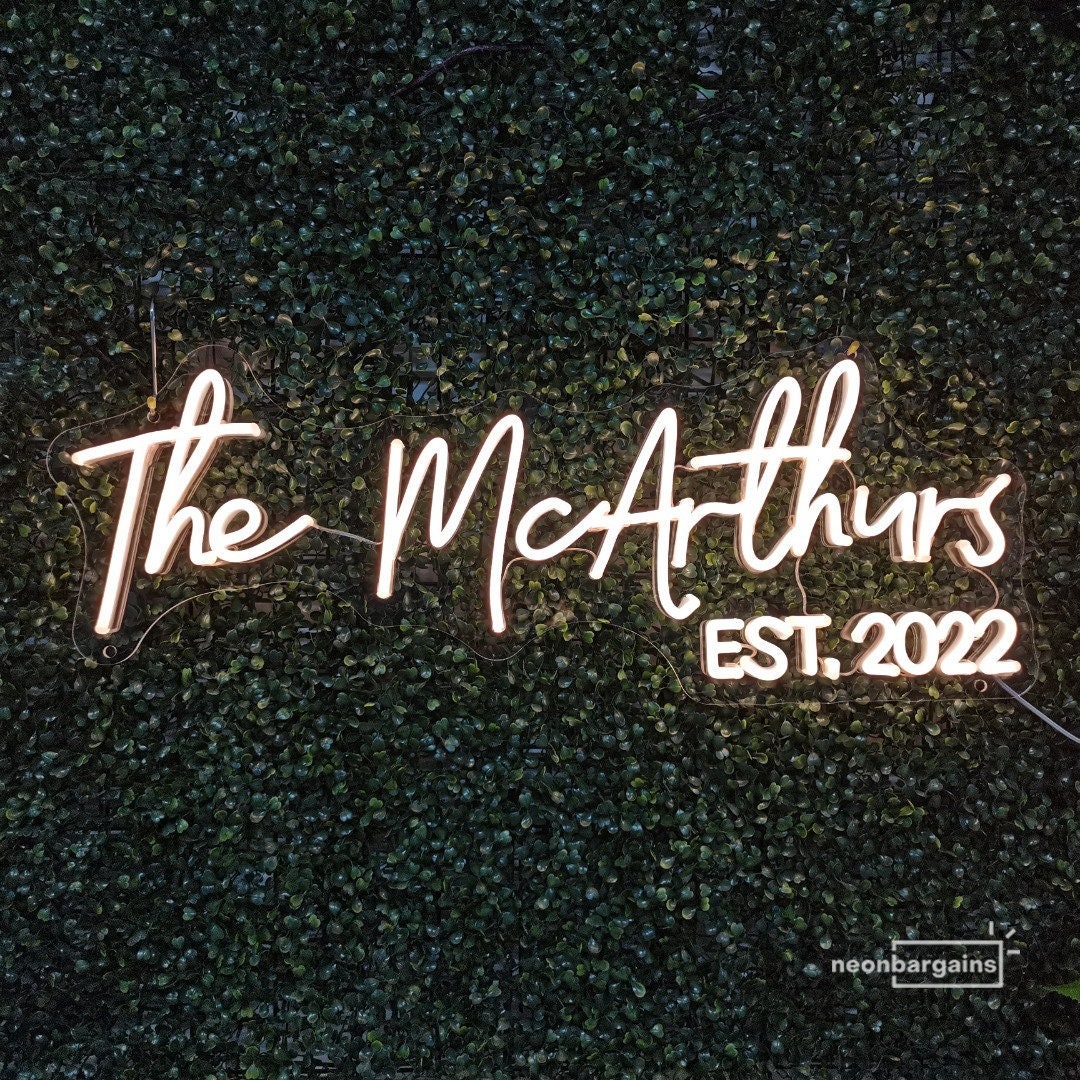 Wedding NEON SIGN With EST Date for Reception, Wedding Decorations ...