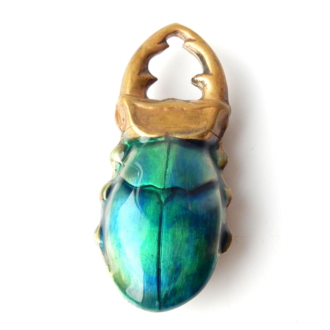 Brass Enamel Scarab Beetle Scorpion Vesta Match Safe - Etsy