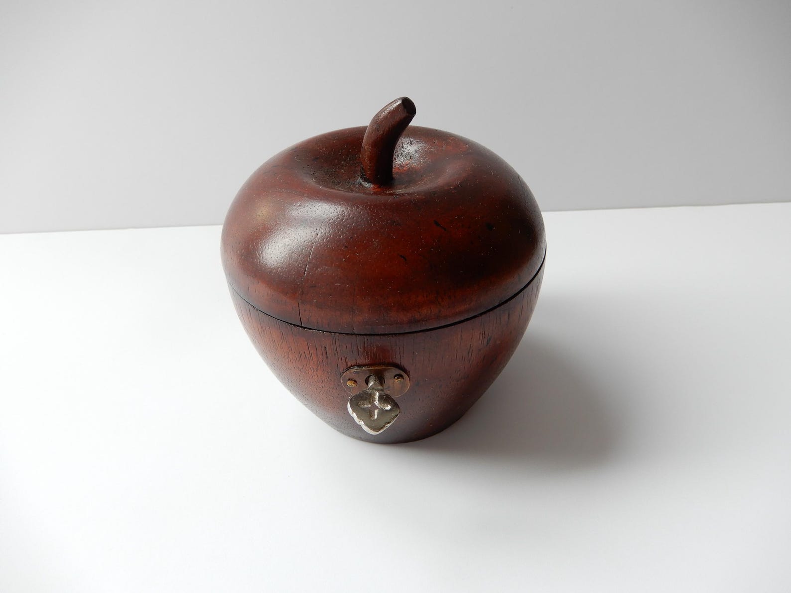 Treen Wood Apple Tea Caddy With Lock Key - Etsy