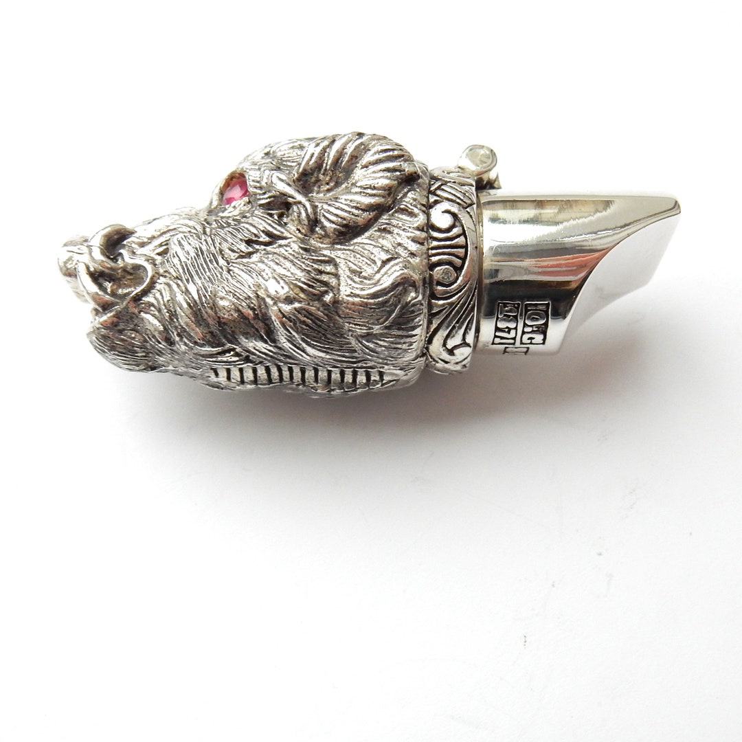 Silverplated Ruby Boar Pig Whistle & Vesta Match Safe - Etsy