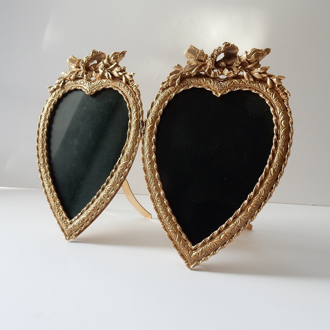 French Ormolu Double Heart Photo Frame - Etsy