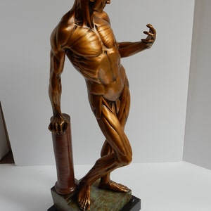 Large French Bronze Marble Anatomical Study of Flayed Male Sculpture ...