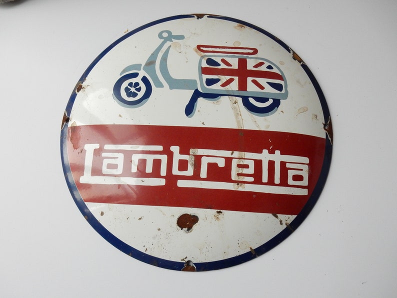 Vintage Enamel Metal Lambretta Scooter Wall Plaque Sign - Etsy