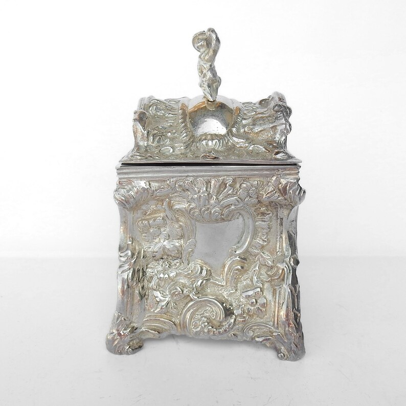 Silverplated Repousse Tea Caddy Box With Hinged Lid - Etsy
