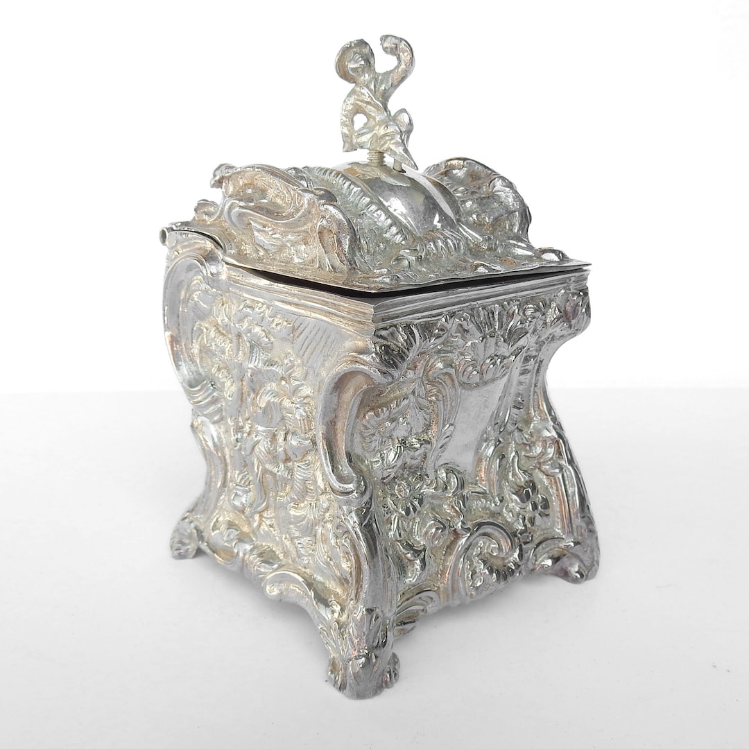 Silverplated Repousse Tea Caddy Box With Hinged Lid - Etsy