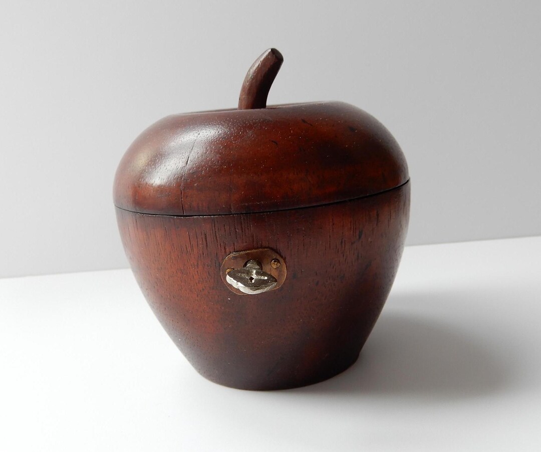 Treen Wood Apple Tea Caddy With Lock Key - Etsy