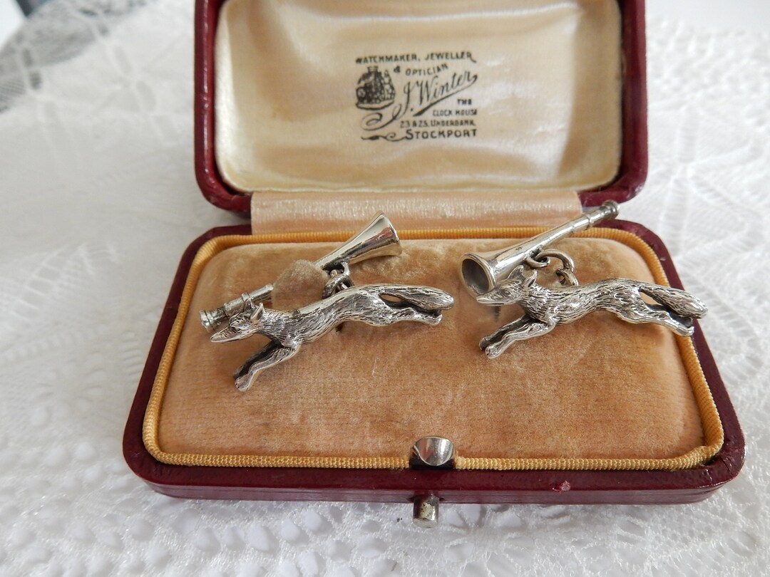Sterling Silver Equestrian Fox & Horn Hunting Cufflinks - Etsy