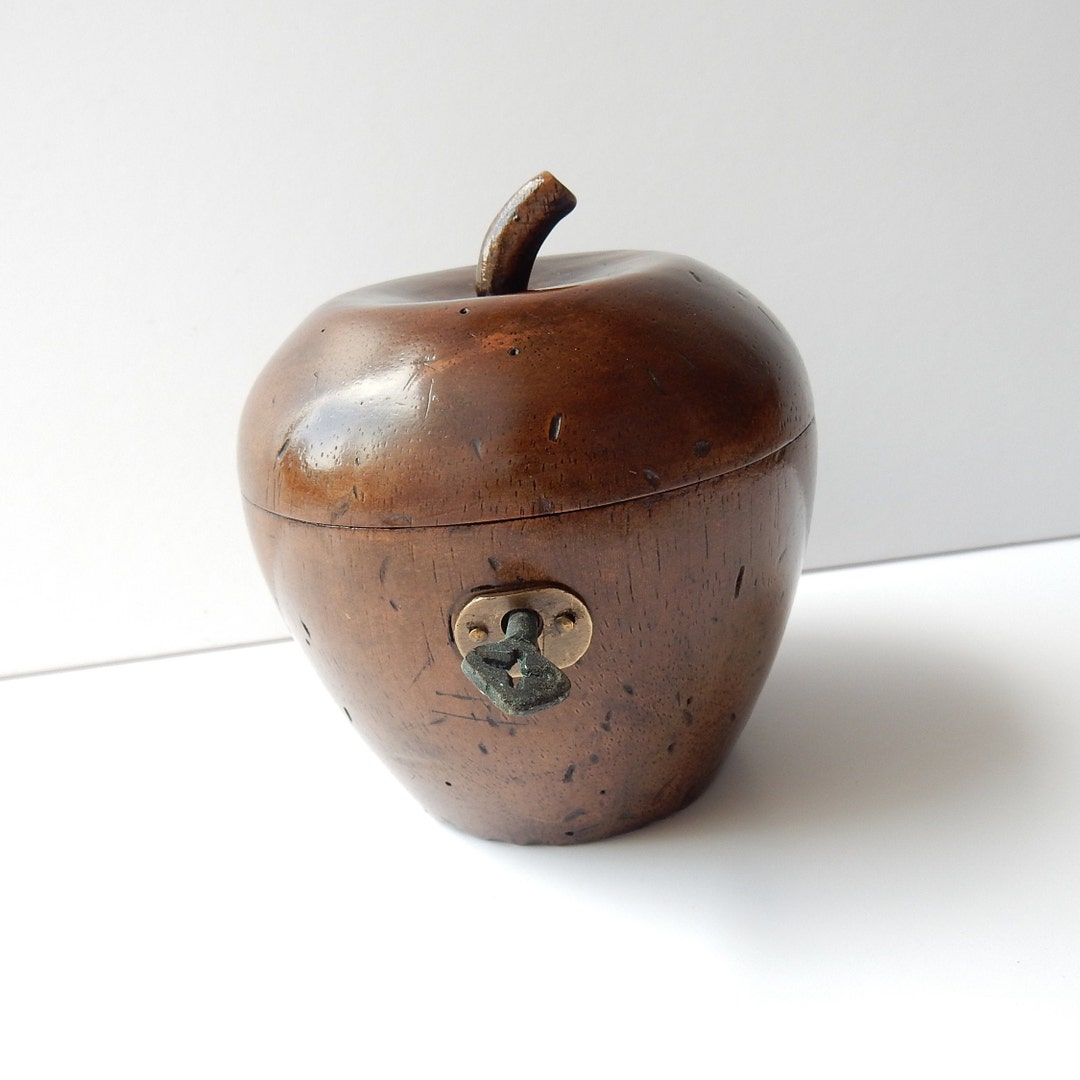 Treen Wood Apple Tea Caddy With Lock Key - Etsy