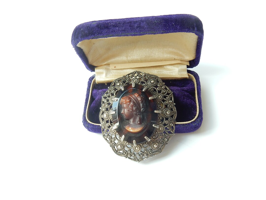 Vintage Bakelite Cameo Lady Filigree Brooch Vintage Cameo - Etsy