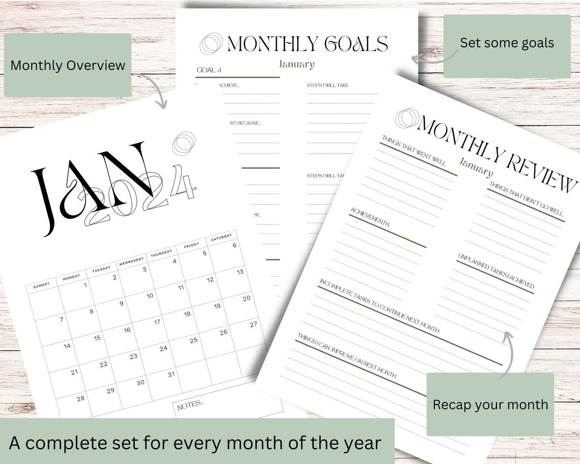 2024 Planner Printable, 2024 Calendar, Monthly, Weekly, Daily Schedule ...