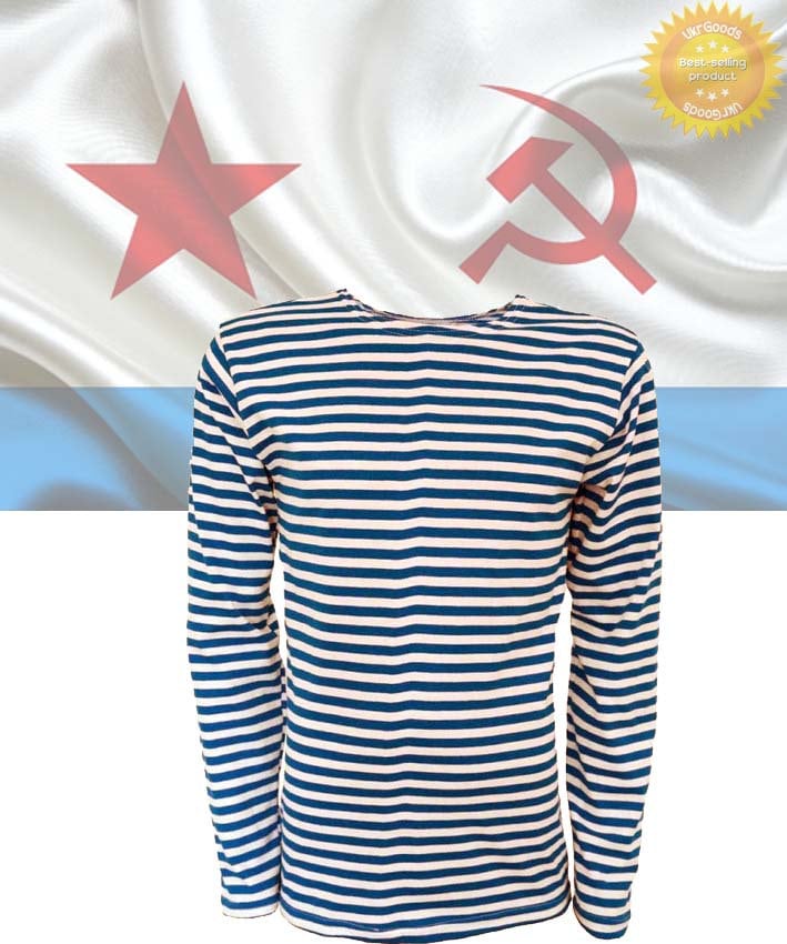 Dark Blue Long Sleeve Ukrainian Navy Telnyashka Military Striped T ...