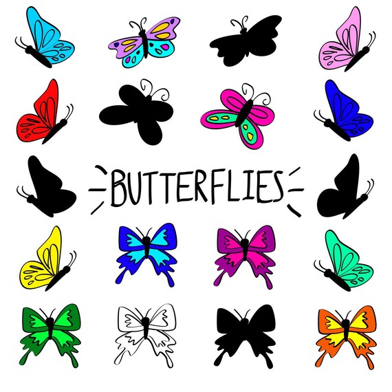 Butterfly Clip Art Hand Drawn Graphic Clipart in SVG Vector | Etsy