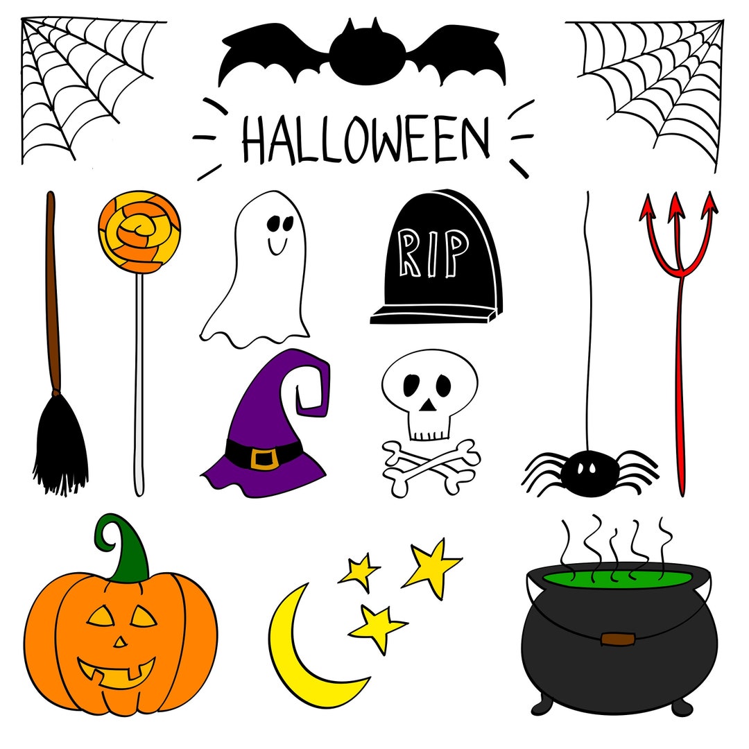 Halloween Clip Art - Hand Drawn Clipart in SVG Vector, PNG, PSD and ...