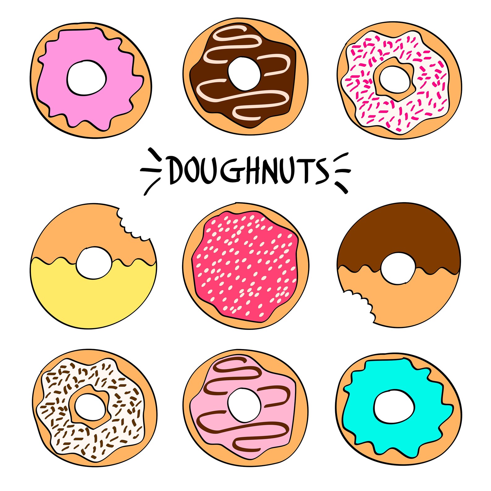 Doughnut : Donut Clip Art - Hand Drawn Clipart in SVG Vector, PNG, PSD ...
