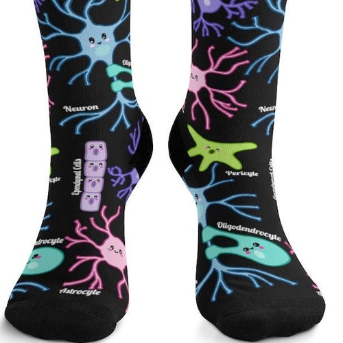 Kawaii Brain Cells Socks Black Neuroscience Science Nerd - Etsy
