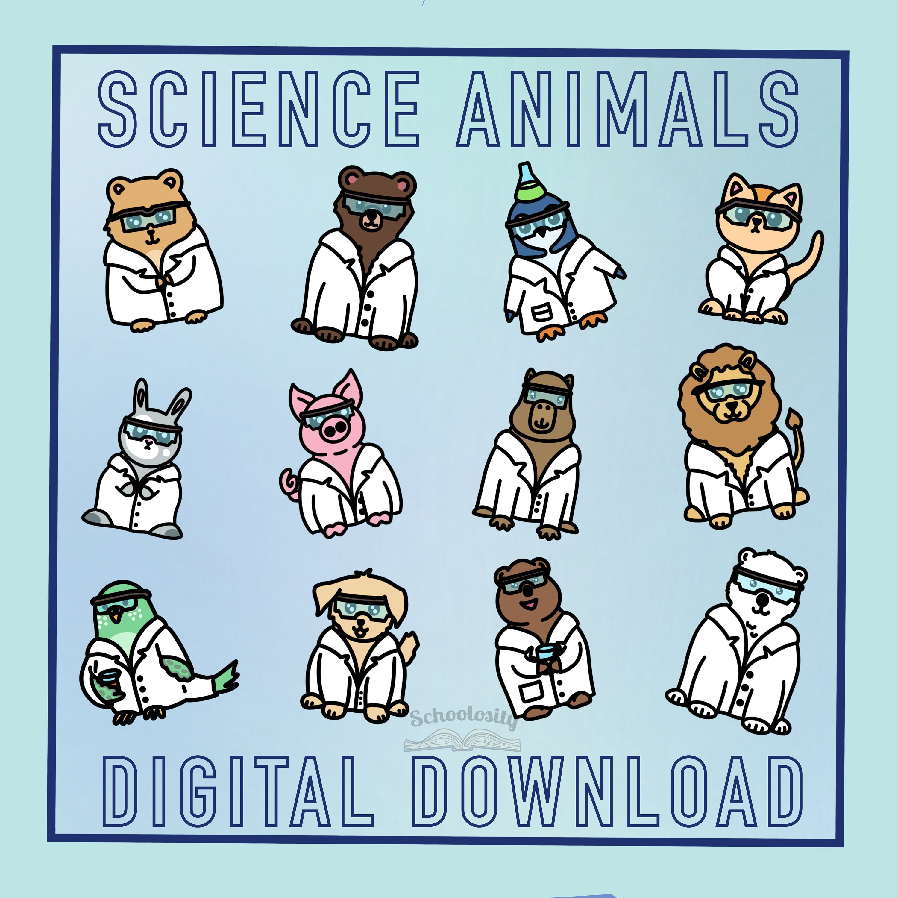 Science Animals DIGITAL Download, Sticker Sheet, Doctor, Science ...