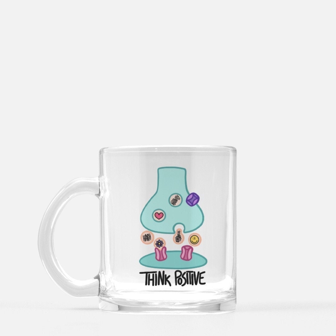 Think Positive Synapse Glass Mug, Neuroscience, Neurology Gifts ...