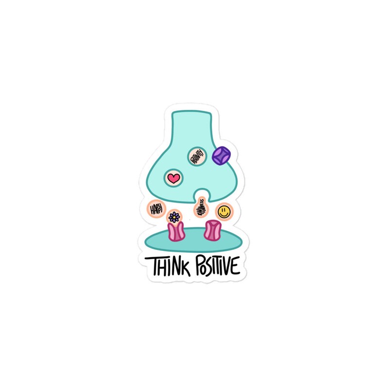 Think Positive Synapse Kiss Cut Sticker, Neuroscience, Neurology Gift ...