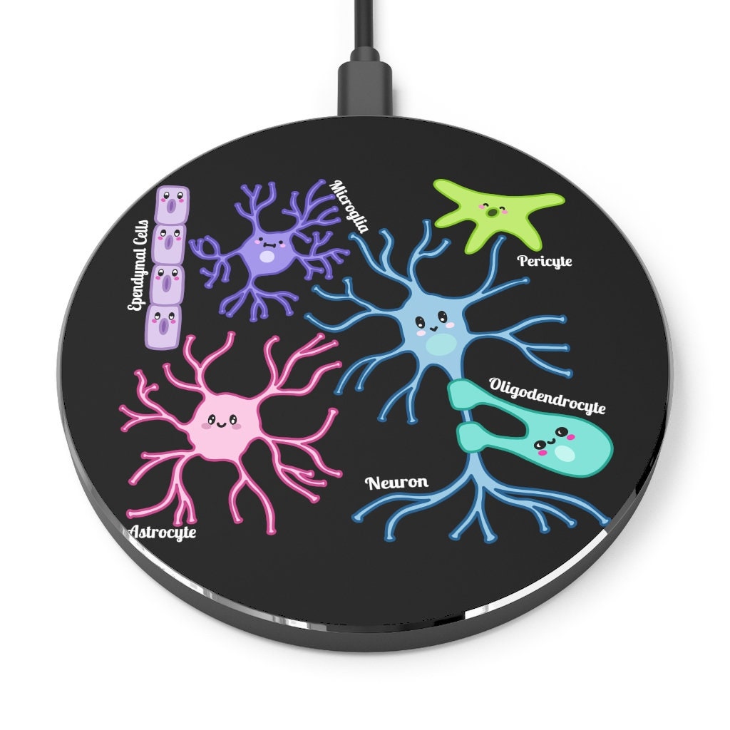 Kawaii Brain Cells Wireless Charger, Neuroscience, Neurology Gifts ...
