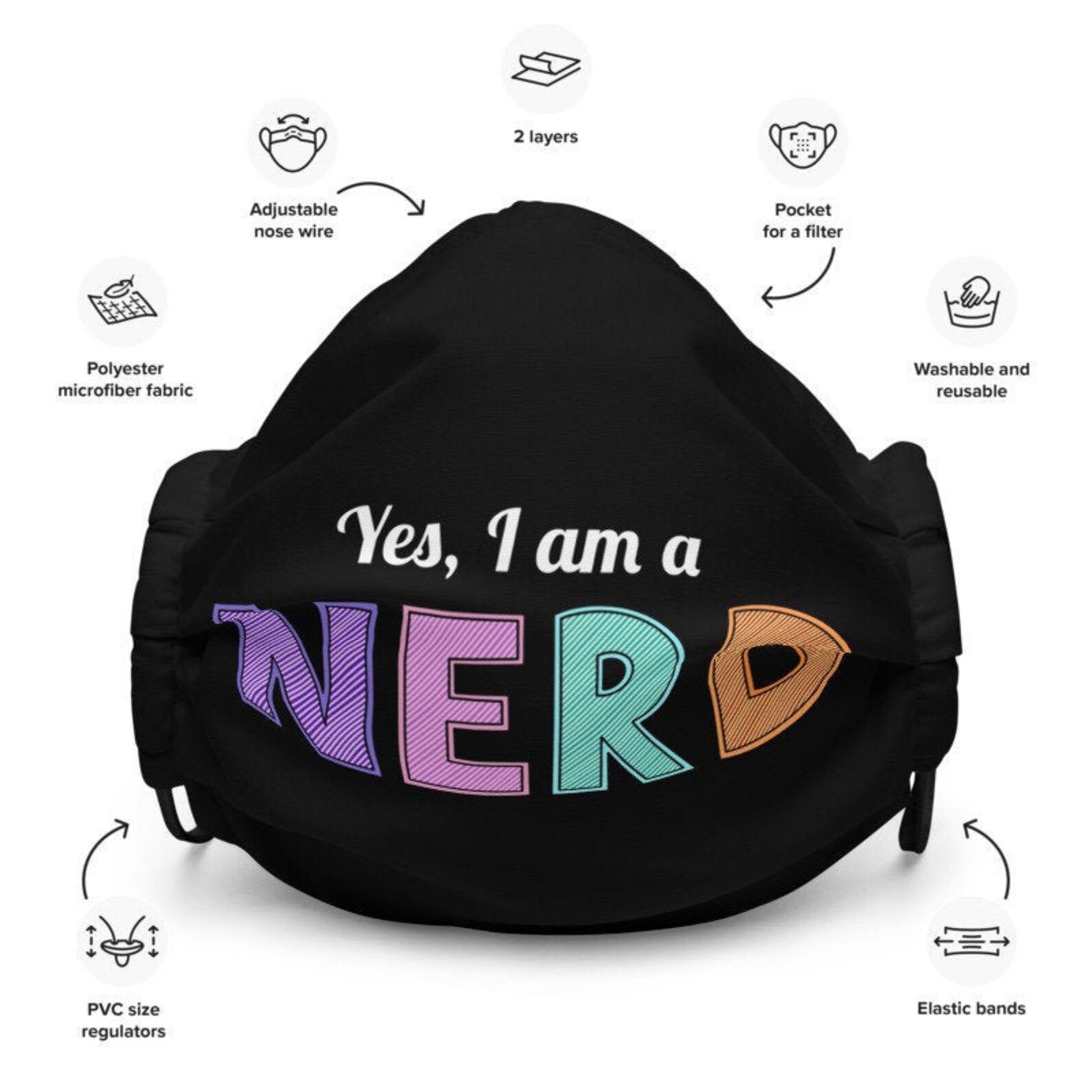 Yes I Am A Nerd Face Mask Science Teacher Graduation Gifts | Etsy