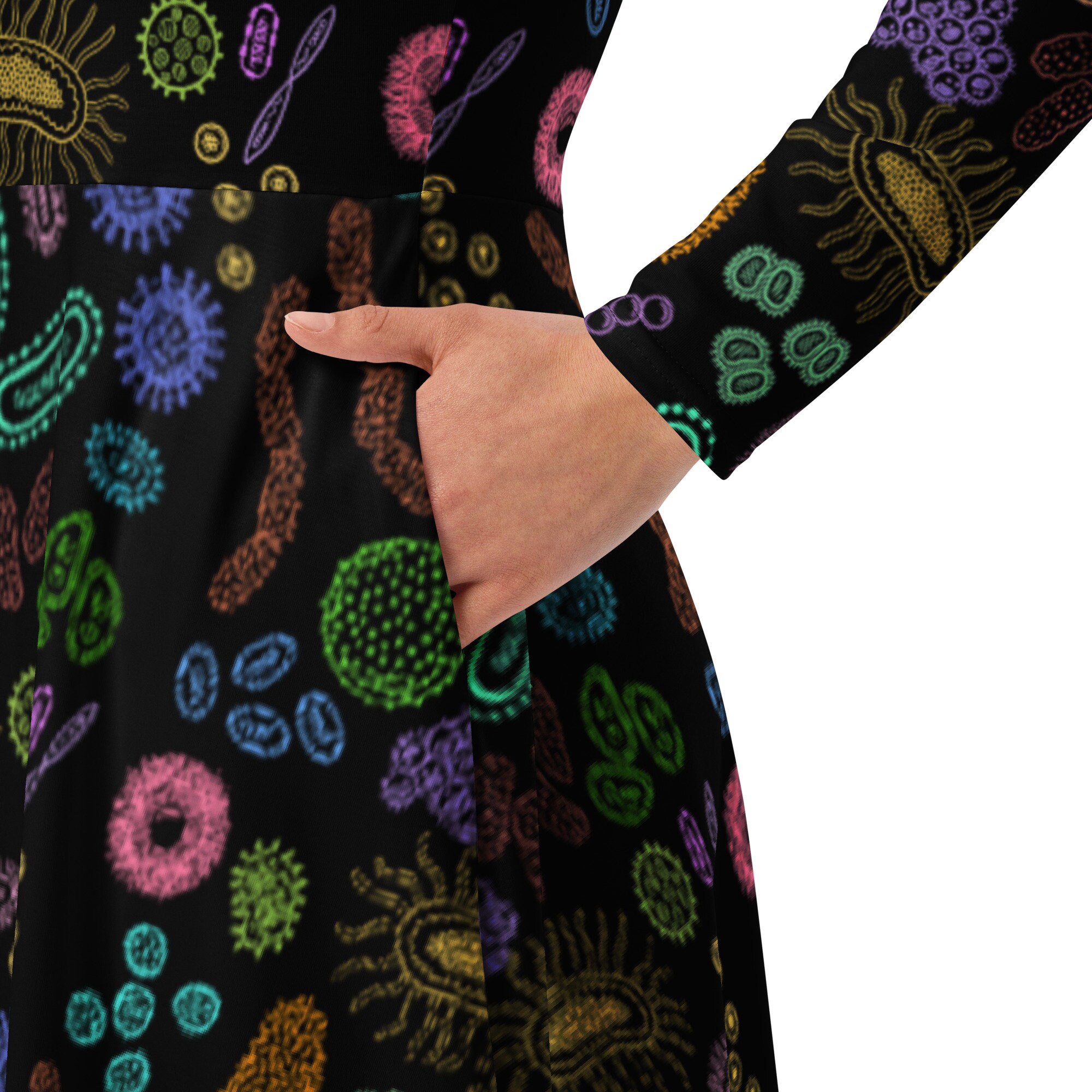 Microbes Long Sleeve Midi Dress, Microbiology, Bacteriology, Graduation ...