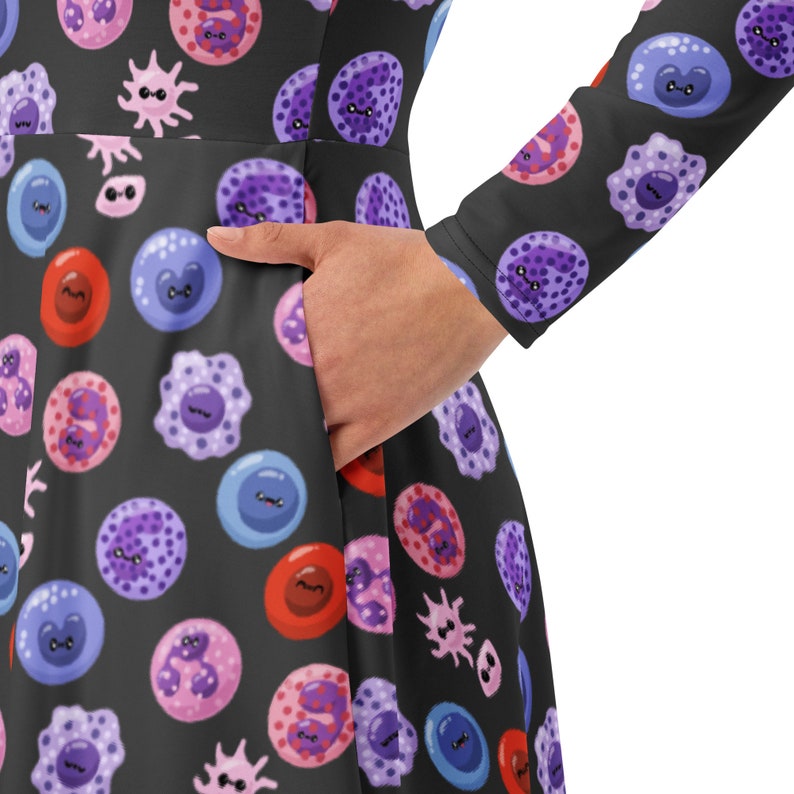 Types of Blood Cells Long Sleeve Midi Dress Haematology Gift - Etsy