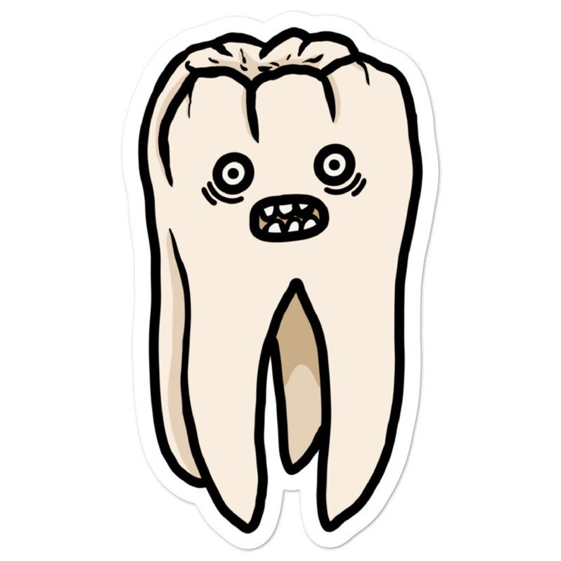 Worried Tooth Kiss Cut Sticker, Dentist Gifts, Dental Hygienist, Teeth ...