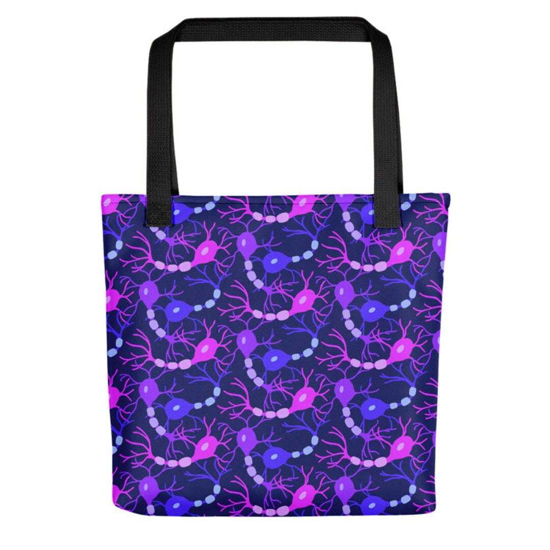 Connected Neurons Tote Bag in Purple, Neuroscience, Neurology Gifts ...