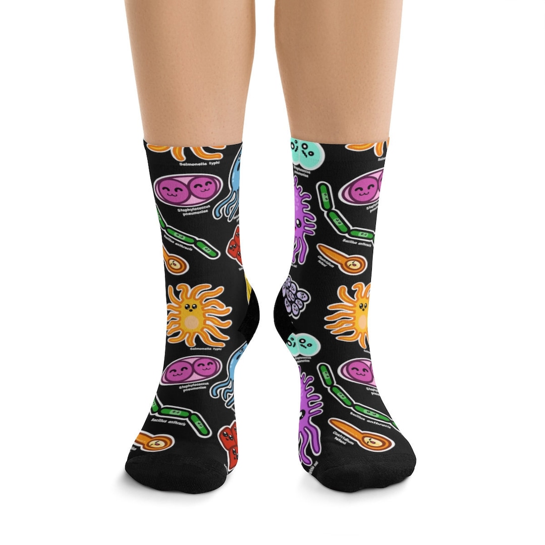 Types of Bacteria Socks, Microbiology, Biology Gifts, Graduation Gift ...