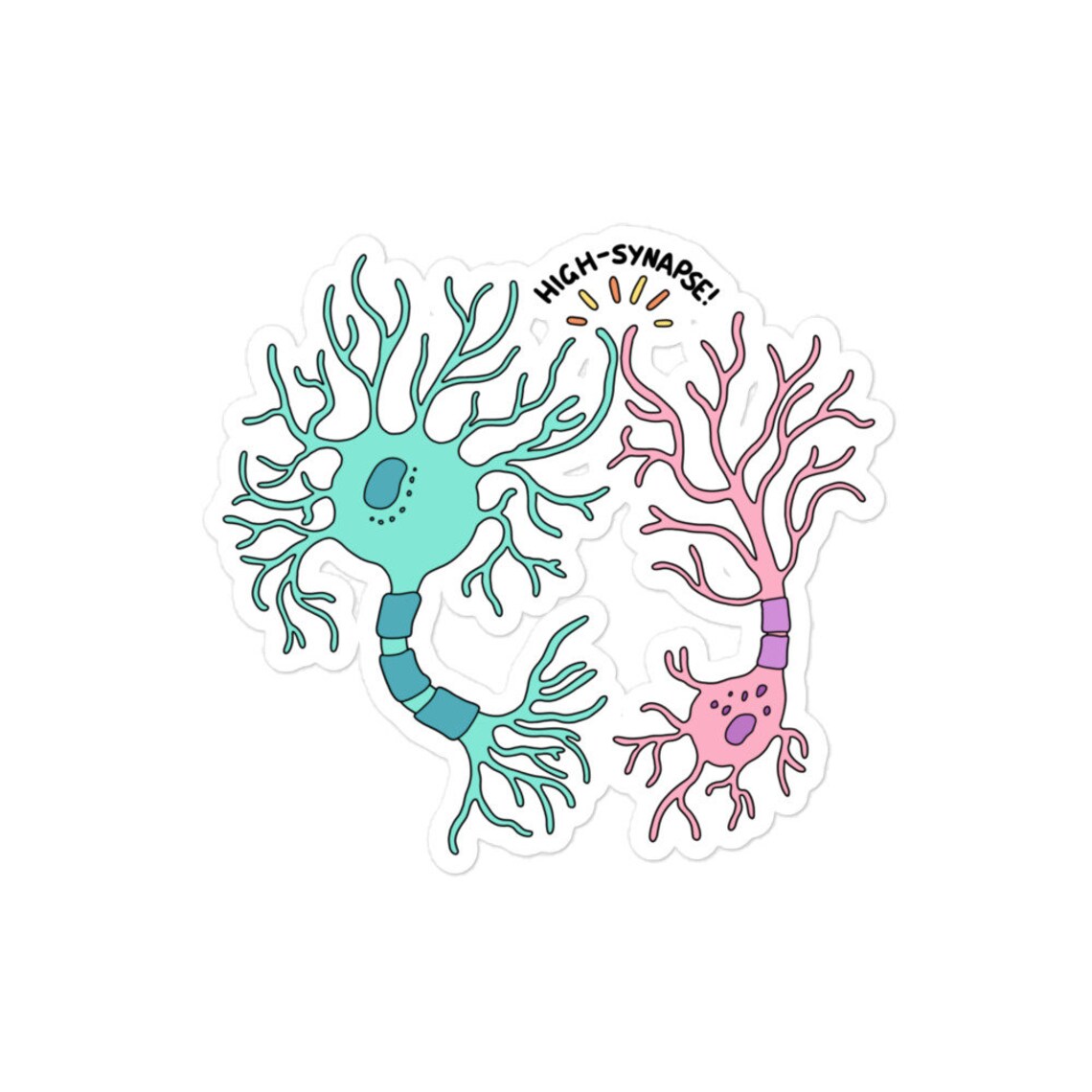 Neuron High Synapse Kiss Cut Sticker, Neuroscience, Neurology Gift ...