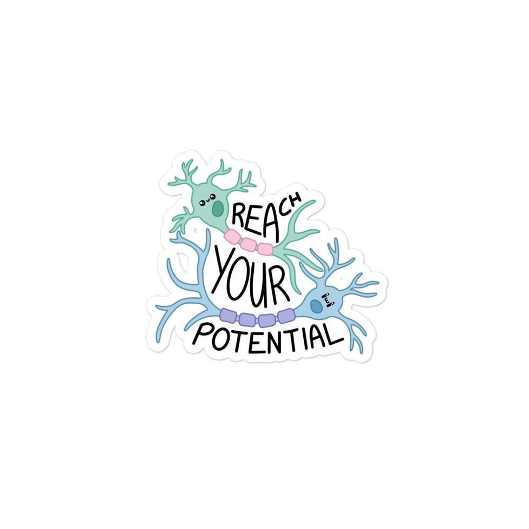 Reach Your Potential Neurons Pastel Kiss Cut Sticker, Neuroscience ...