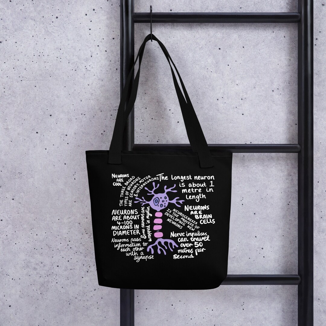 Neuron With Facts Tote Bag, Neuroscience, Brain Cell, Graduation Gift ...