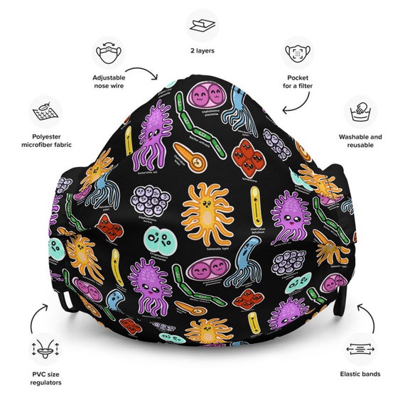 Types of Bacteria Face Mask Microbiology Gifts Cute - Etsy