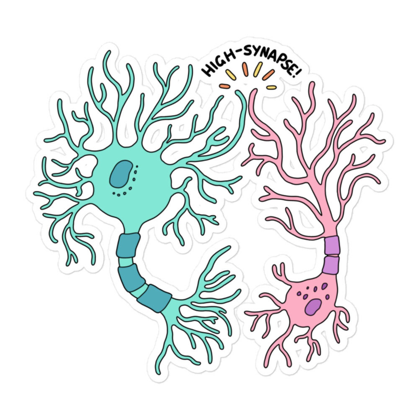 Neuron High Synapse Kiss Cut Sticker, Neuroscience, Neurology Gift ...