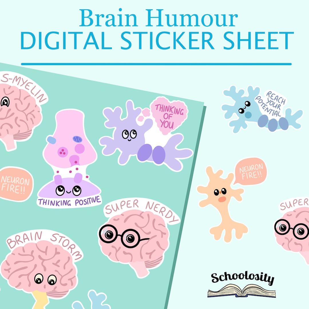 Brain Humor DIGITAL Sticker Sheet, Digital Download, Neuroscience ...