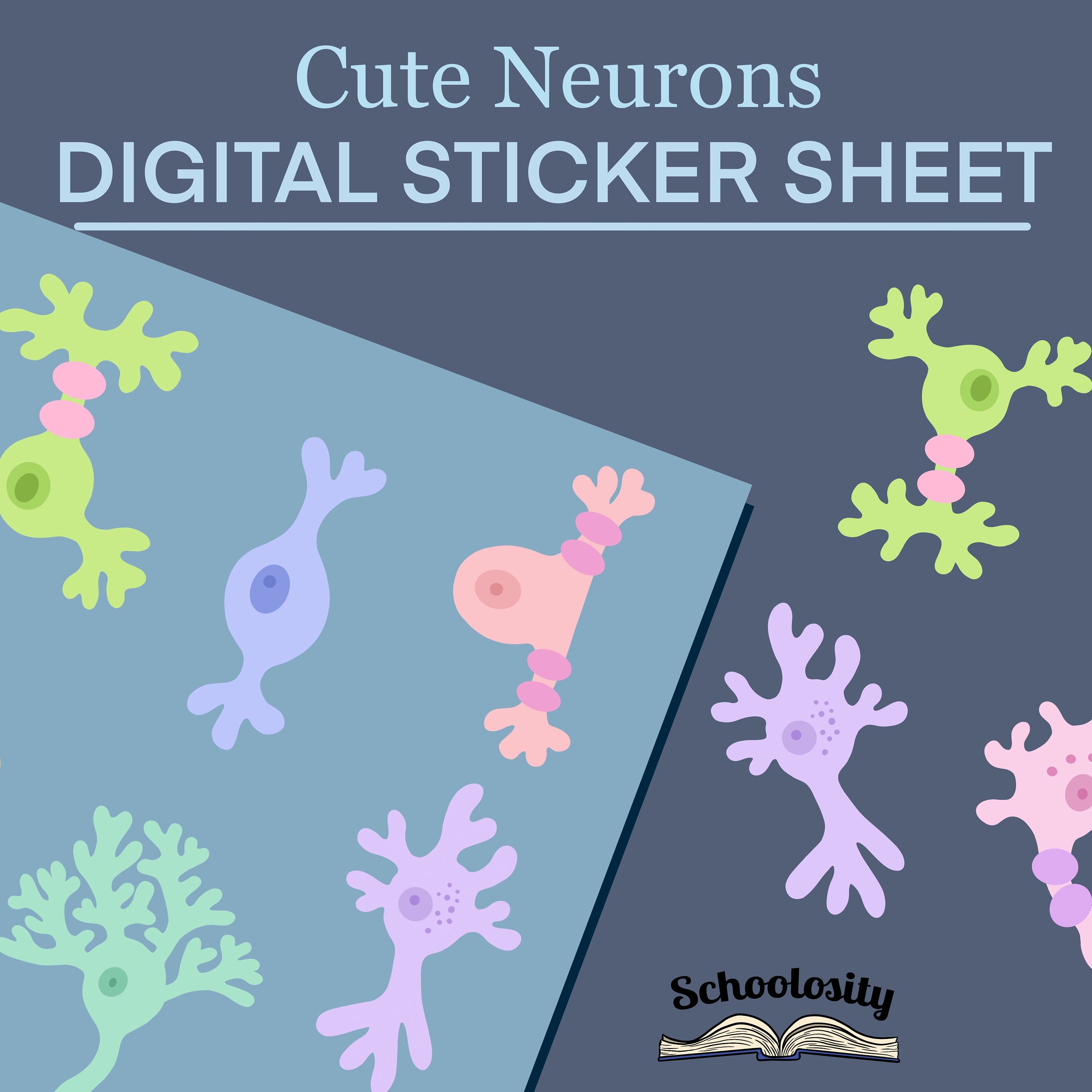 Cute Neurons DIGITAL Sticker Sheet, Digital Download, Neuroscience ...