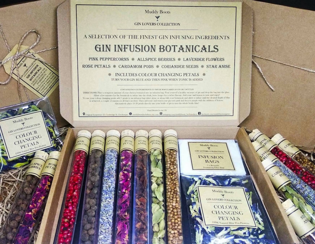 Gin Infusion Botanicals Gift Set | Unique Gin Making Kit | Colour ...