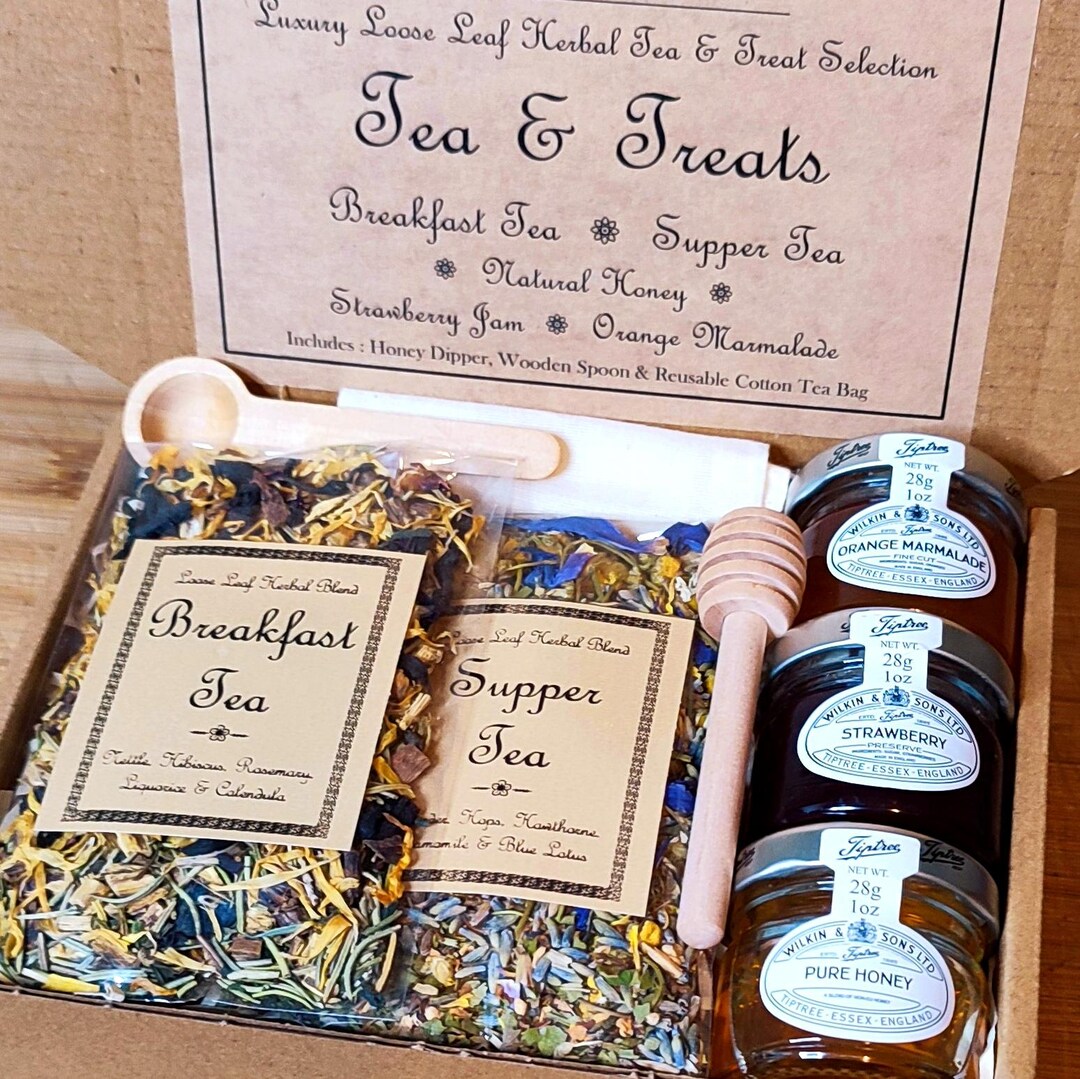 Tea & Treats Gift Set. Herbal Tea Gift Set - Honey - Jam - Marmalade ...