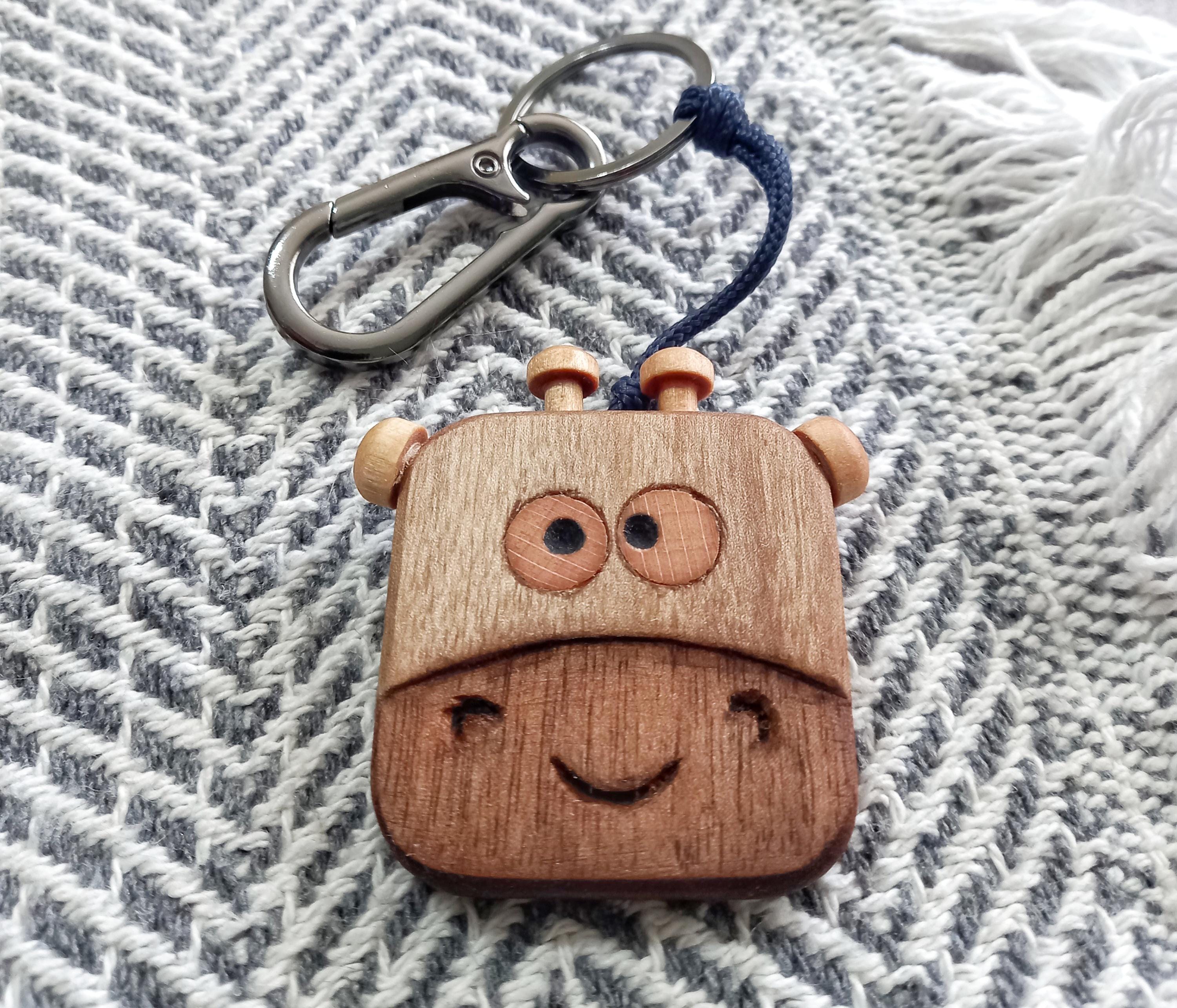 Handmade Wooden Charm, Wood Carving Keychain, Wooden Figure - Etsy