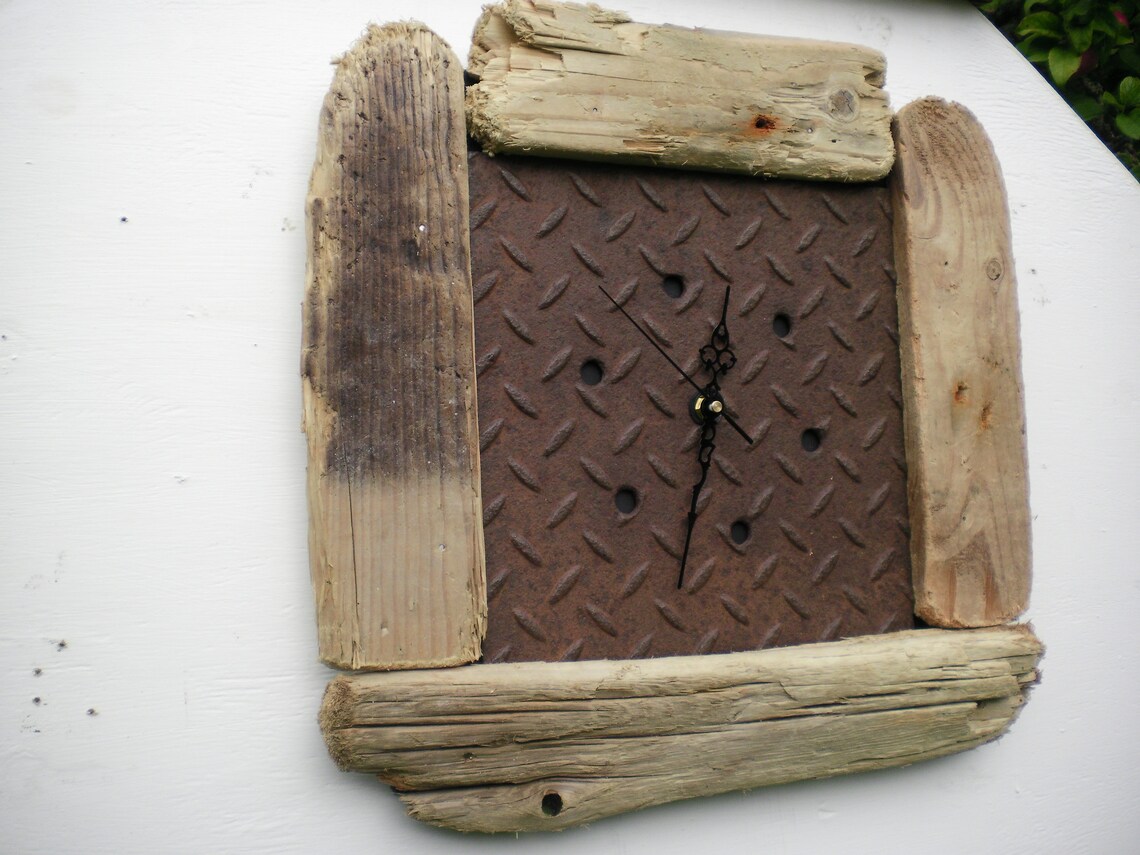 Driftwood and Drain Cover Clock. - Etsy