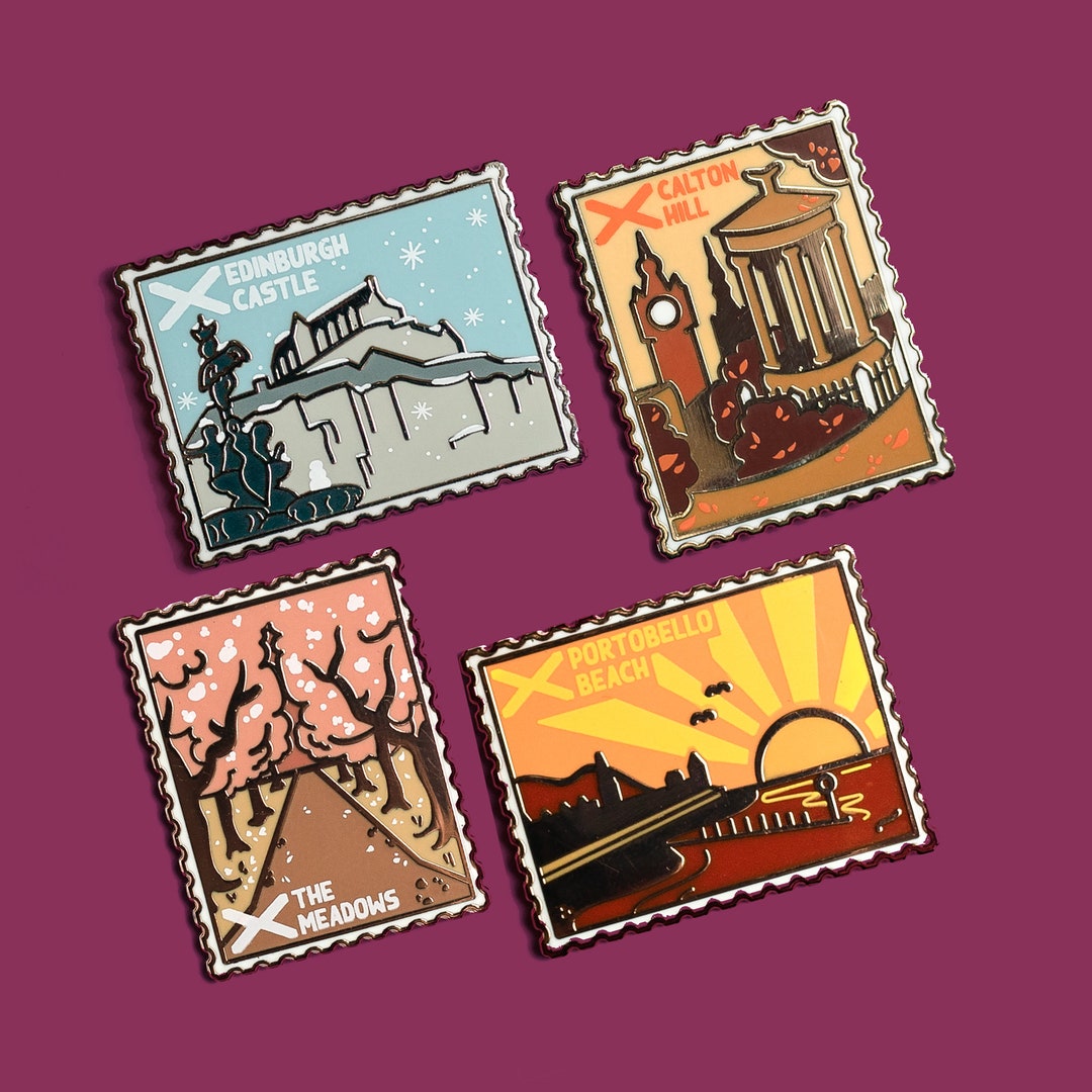 From Edinburgh With Love Seasonal Landmark Post Stamp Hard Enamel Pin ...