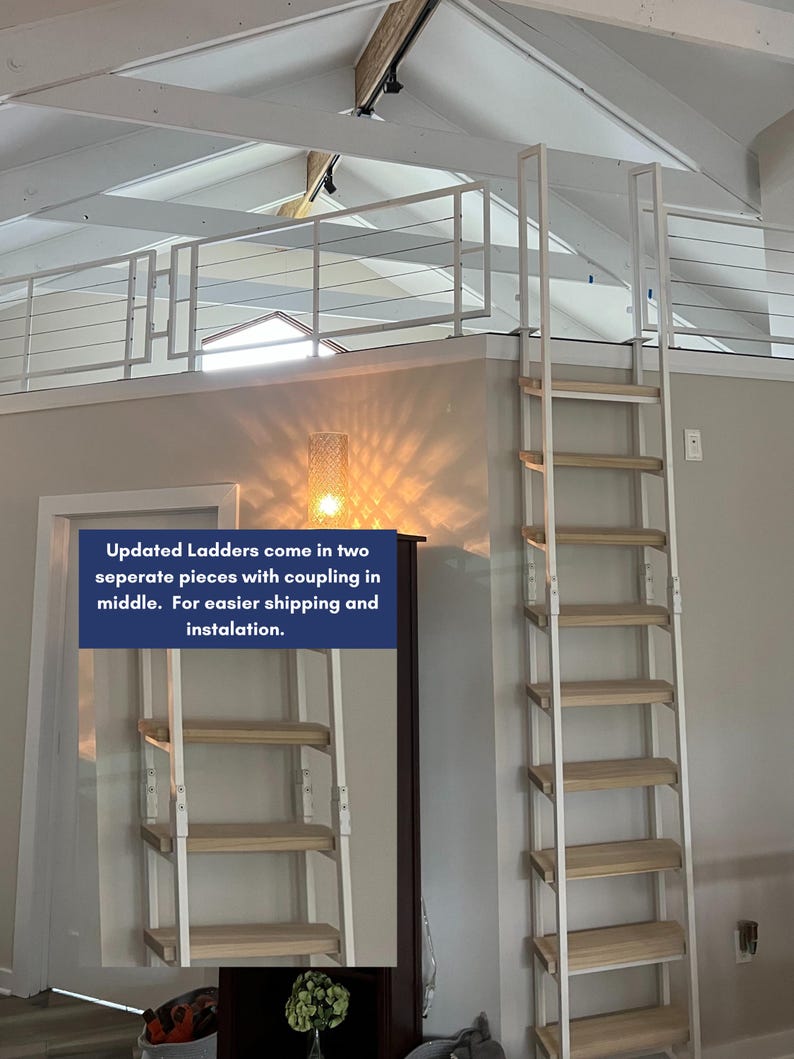 7ft Custom Color Loft Ladder - Retractable In/out - Steel & Wood - Fully Finished - Custom Made ...