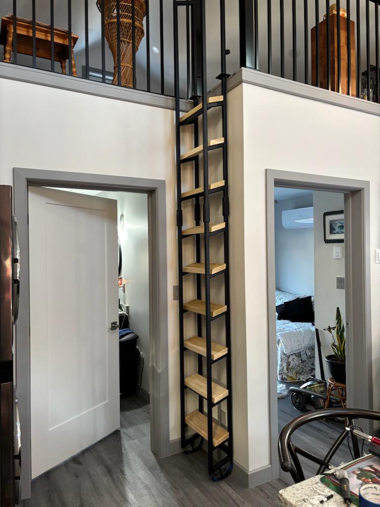 10 Ft Custom Steel & Wood Loft Ladder, Retractable Design - Etsy