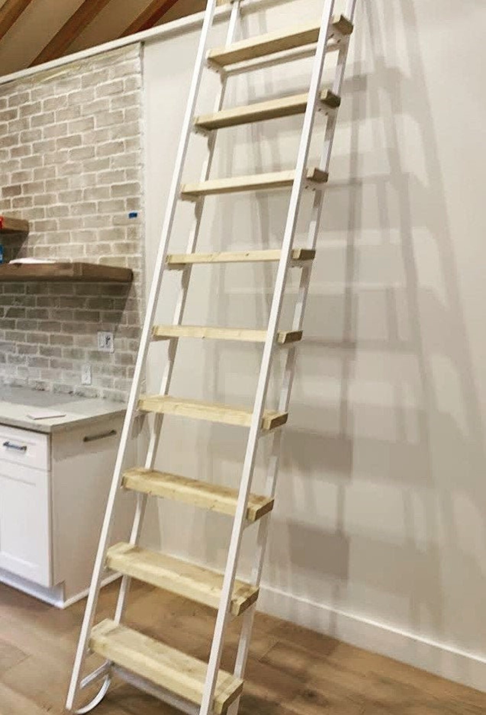 9ft Custom Color Loft Ladder - Retractable In/out - Steel & Wood ...